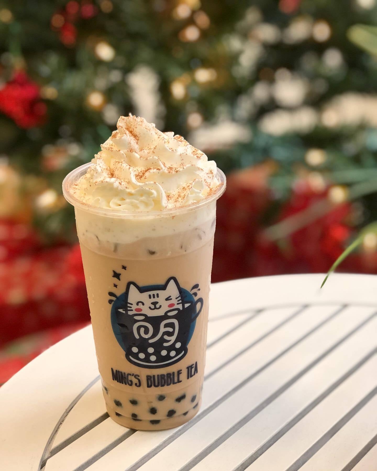 Okinawa Milk Tea w/Cinnamon Whipped Cream | Ming's Bubble Tea
